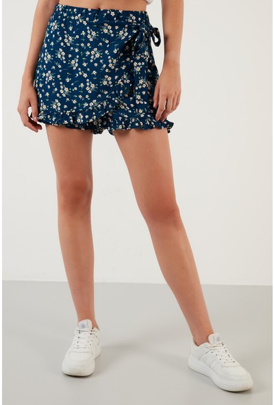 Lela Desenli Bağlama Detaylı Mini Şort Etek Bayan Şort Etek 6053782