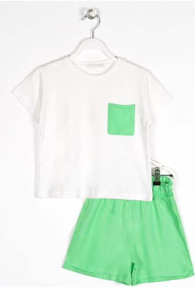 Zepkids Kız Çocuk Ön Cep Detaylı Şortlu Takım 6-9 Yaş