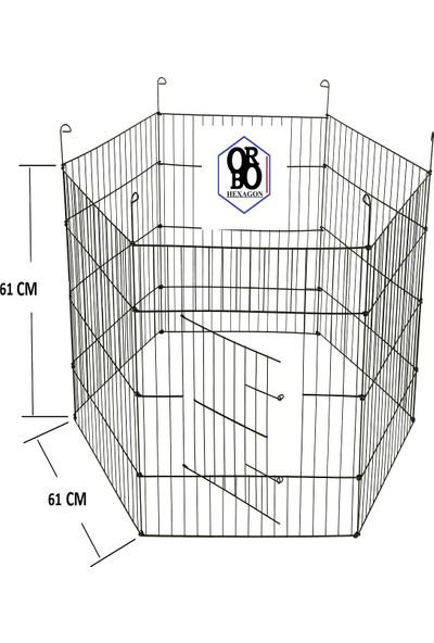 Orbo-Hexagon Köpek Çiti 61 X61 Cm- 6 Parça Panel Oyun Eğitim Alanı- Siyah Renk Orbo-Hexagon Köpek Çiti 61 X61 Cm- 6 Parça Panel Oyun Eğitim Alanı- Siyah Renk