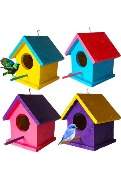 Ncy Home Ahşap Kuş Yuvası Dış Mekan Suya Dayanıklı 4 Adet Ncy Home Ahşap Kuş Yuvası Dış Mekan Suya Dayanıklı 4 Adet
