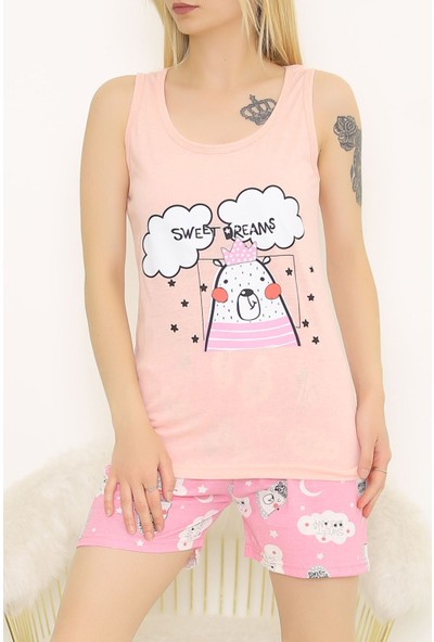 İsunstore Şortlu Pijama Takımı Pudrapembe - 9658.1287.