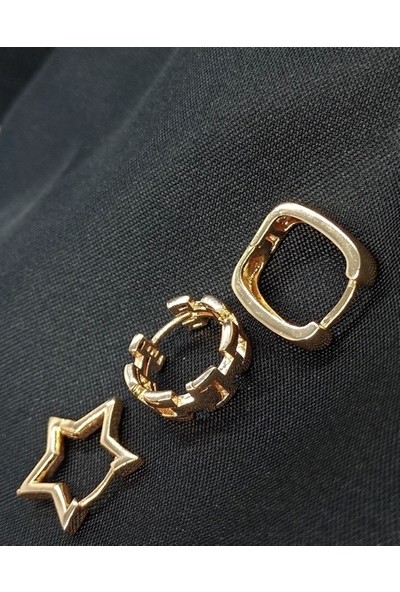 Gold Renk 3'lü Küpe Model-40 Gold Renk 3'lü Küpe Model-40
