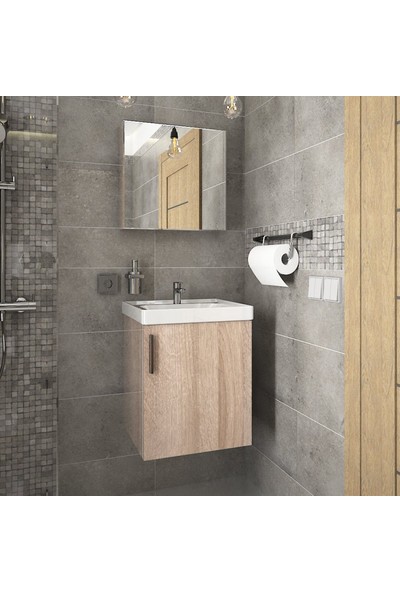 Karen Gold 50 cm Banyo Dolabı Sonomo Meşe