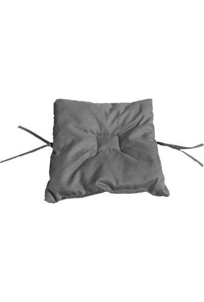 Bixwood Kırpık Dolgulu Dekoratif Gri Sandalye Minderi Bağcıklı 40 x 40 cm