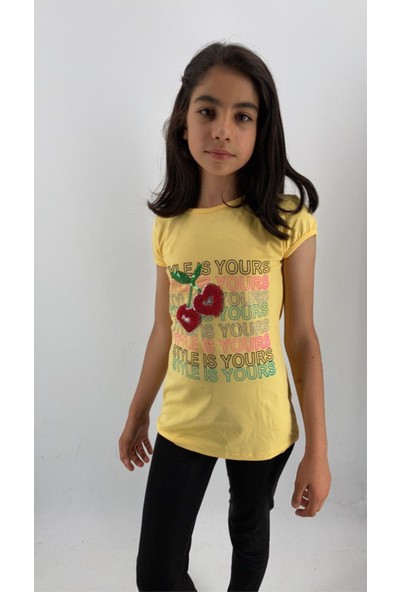 Bittoş Kids Kiraz Süzene Nakış Baskılı Kız Çocuk Badi