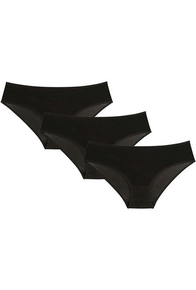 Ilısana 3'lü Viskon Siyah Yüksek Bel Kadın Külot