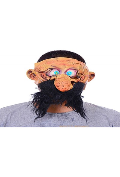 Nefertiya Siyah Kabasakallı Büyük Burun Pörtlek Gözlü Lateks Mağara Adamı Maskesi Nefertiya Siyah Kabasakallı Büyük Burun Pörtlek Gözlü Lateks Mağara Adamı Maskesi
