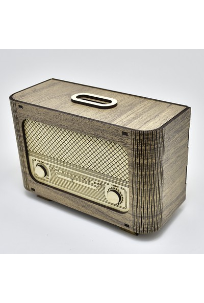 Ağaç Kurdu Nostaljik Ahşap Görünümlü Radyo Kumbara