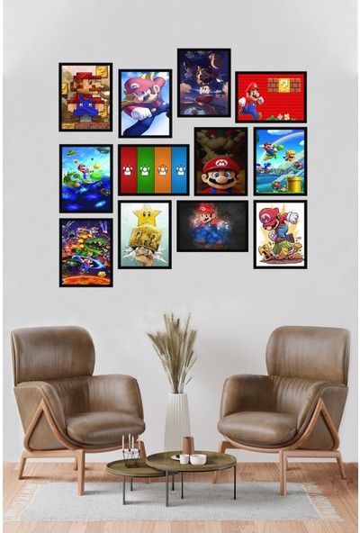 Süper Mario 12 Parça Mdf Tablo ARF289 Süper Mario 12 Parça Mdf Tablo ARF289