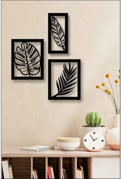 Home Trend 3'lü Tropik Yaprak Dekoratif Ahşap Tablo Seti Home Trend 3'lü Tropik Yaprak Dekoratif Ahşap Tablo Seti