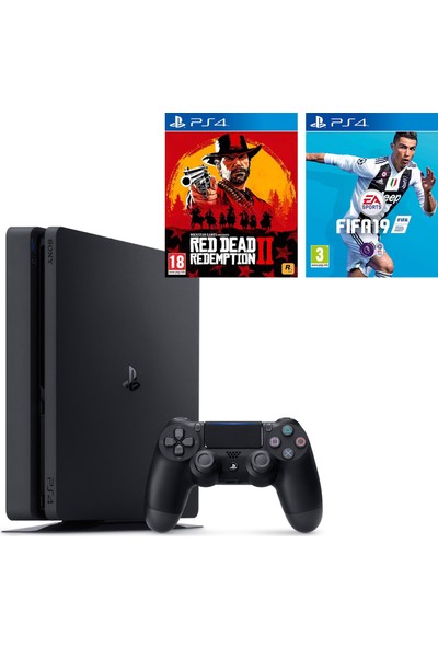 Sony PS4 Slim 500 GB Oyun Konsolu + PS4 Red Dead Redemption 2 + PS4 Fifa 19 Türkçe Sony PS4 Slim 500 GB Oyun Konsolu + PS4 Red Dead Redemption 2 + PS4 Fifa 19 Türkçe