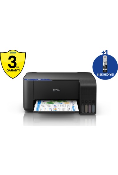 Epson Ecotank L3111 + Tarayıcı + Fotokopi + Mürekkep Püskürtmeli Tanklı Yazıcı Epson Ecotank L3111 + Tarayıcı + Fotokopi + Mürekkep Püskürtmeli Tanklı Yazıcı