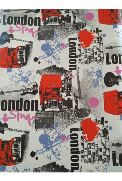 Venilia Londra Ve Otobüsler Desenli Dekoratif Yapışkanlı Folyo