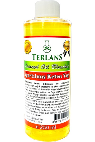 Terlans Ağartılmış Keten Yağı Resim Yağı 250 ml Linseed Oil Bleached Terlans Ağartılmış Keten Yağı Resim Yağı 250 ml Linseed Oil Bleached