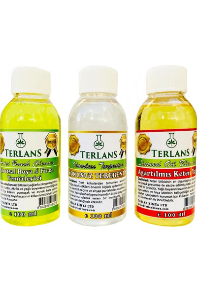 Terlans Yağlı Boya Seti Yardımcı Malzemeler 3 x 100 ml Terlans Yağlı Boya Seti Yardımcı Malzemeler 3 x 100 ml