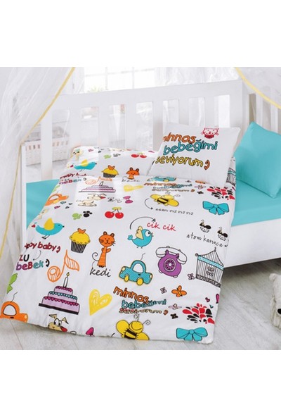 Cotton Box Bebek Nevresim Takımı Mutlu Bebek Beyaz Cotton Box Bebek Nevresim Takımı Mutlu Bebek Beyaz