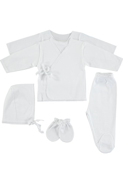 Kujju Penye 5'li Zıbın Set Yenidoğan Beyaz