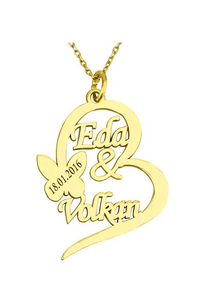 Grandhanra Kalpli Kelebek İsim Gümüş Kolye