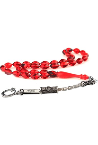 Papatya Silver Pty1000006 Gümüş Sıkma Ateş Kehribar Tesbih
