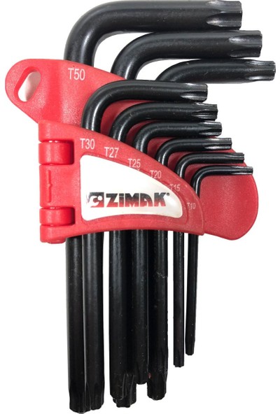Zimak 9 Parça Yıldız Tork Alyan Takımı 120 mm Kısa Zimak 9 Parça Yıldız Tork Alyan Takımı 120 mm Kısa