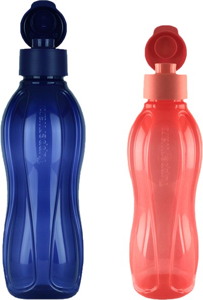Tupperware Eko Şişe 1 Litre Lacivert ve 750 ml Mercan
