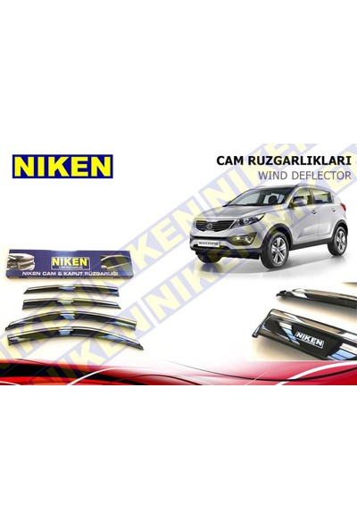 Niken Kia Sportage Paslanmaz Kromlu 4'Lü Cam Rüzgarlığı Seti 2010-2015 Niken Kia Sportage Paslanmaz Kromlu 4'Lü Cam Rüzgarlığı Seti 2010-2015