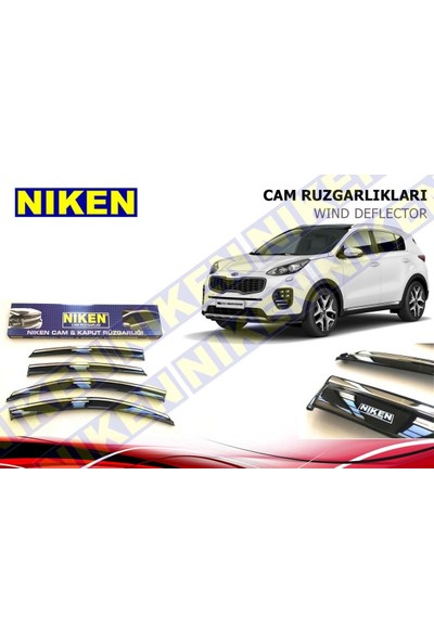 Niken Kia Sportage Paslanmaz Kromlu 4'Lü Cam Rüzgarlığı Seti 2016 Üzeri Niken Kia Sportage Paslanmaz Kromlu 4'Lü Cam Rüzgarlığı Seti 2016 Üzeri