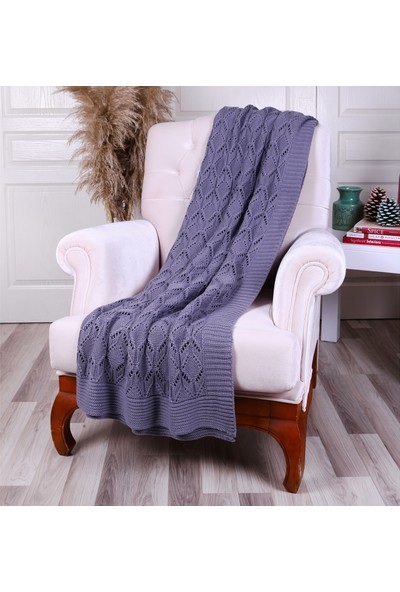 Betireshome Örgü Battaniye Koyu Gri