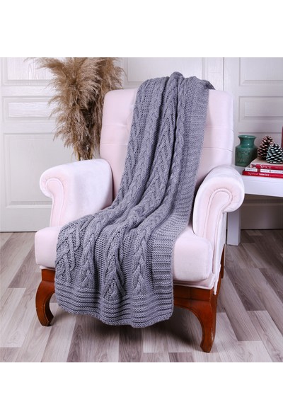 Betireshome Örgü Battaniye Gri