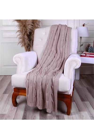 Betireshome Örgü Battaniye Bej