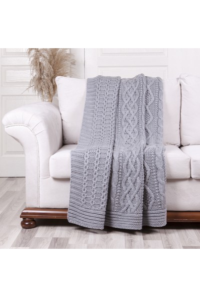 Betireshome Örgü Battaniye Gri