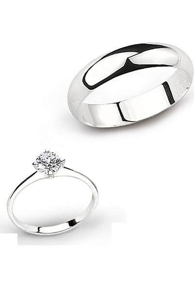 Ejoya 6 mm Bayan Gümüş Alyans - Tektaş Hediyeli 79770