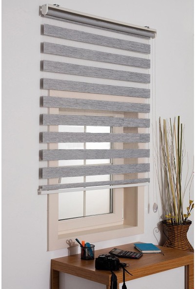 Brillant Bambu Zebra Gri Perde 160 X 200 MZ666 Etek Dilimsiz cm