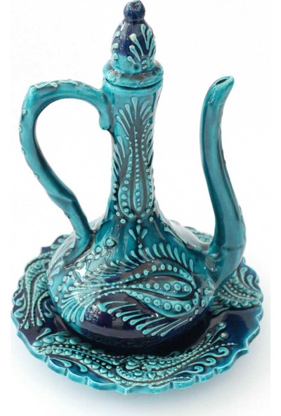 İlbay Çini Takı 30 cm Turkuaz Çini Tabaklı İbrik İlbay Çini Takı 30 cm Turkuaz Çini Tabaklı İbrik