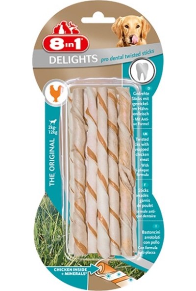 8in1 Delights ProDental Köpekler İçin Twisted Sticks 10lu 8in1 Delights ProDental Köpekler İçin Twisted Sticks 10lu