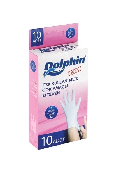 Dolphin Beyaz Lateks Kullanat Eldiven Pudralı (M) 10 lu Paket Dolphin Beyaz Lateks Kullanat Eldiven Pudralı (M) 10 lu Paket
