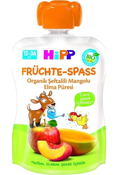Hipp Organik Şeftalili Mangolu Elma Püresi 90 gr Hipp Organik Şeftalili Mangolu Elma Püresi 90 gr