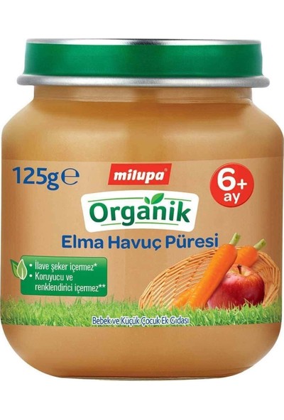 Milupa Organik Elma Havuç Püresi 125 gr