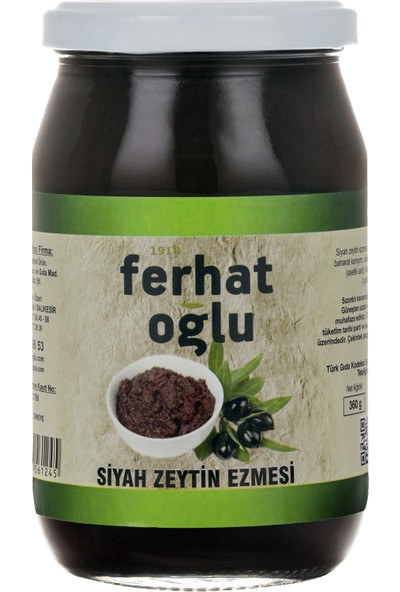 Ferhatoğlu Siyah Zeytin Ezmesi 360 gr Ferhatoğlu Siyah Zeytin Ezmesi 360 gr