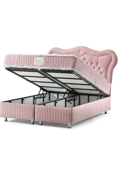 Belletto Tek Kişilik Valencia Baza Ve Pırlanta Başlık Pembe 90 x 190 cm