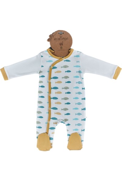 Ecocotton Dodo Baskılı Tulum 0-3 Ay Ecocotton Dodo Baskılı Tulum 0-3 Ay