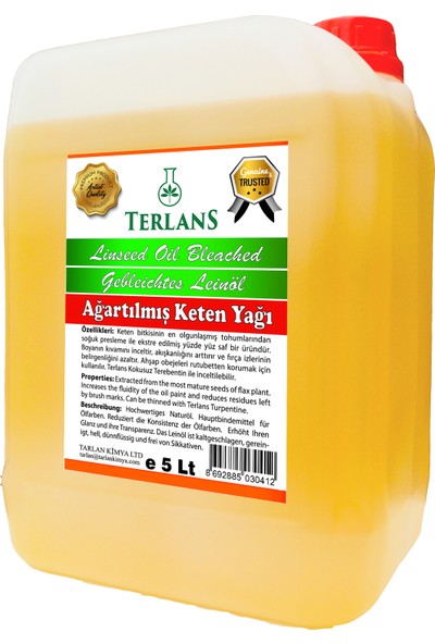 Terlans 100% Saf KETEN YAĞI 5 litre Ahşap Koruyucu & Resim Yağı Terlans 100% Saf KETEN YAĞI 5 litre Ahşap Koruyucu & Resim Yağı