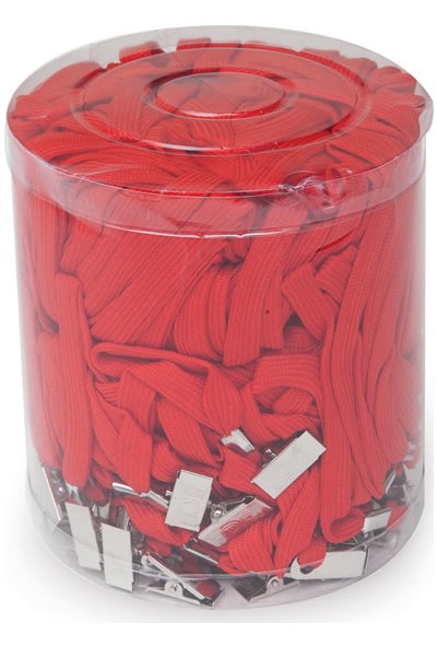 Inox Klipsli Yaka Kartı İpi(Kırmızı) 7682