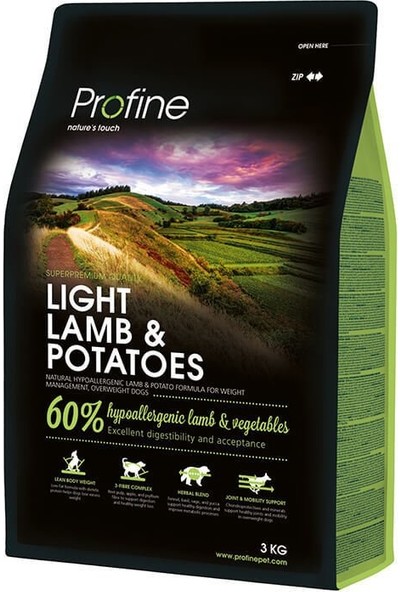 Profine Light Lamb Az Tahıllı Hipoalerjenik Kuzu Etli Patatesli Diyet Köpek Maması 3 kg Profine Light Lamb Az Tahıllı Hipoalerjenik Kuzu Etli Patatesli Diyet Köpek Maması 3 kg