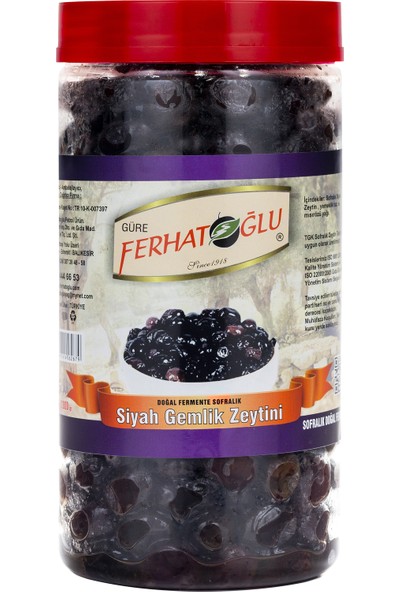 Ferhatoğlu Siyah Gemlik Zeytin 1 kg Ferhatoğlu Siyah Gemlik Zeytin 1 kg
