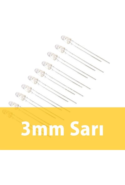 Robocombo 3mm Şeffaf Sarı LED 10 Adet Robocombo 3mm Şeffaf Sarı LED 10 Adet