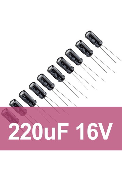 Robocombo 220uF 16V Elektrolitik Kondansatör 10 Adet Robocombo 220uF 16V Elektrolitik Kondansatör 10 Adet