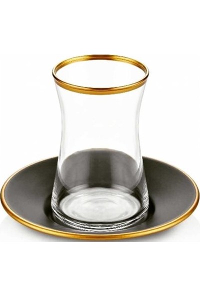 Paşabahçe Heybeli Siyah Tabaklı 12 Parça Çay Seti Paşabahçe Heybeli Siyah Tabaklı 12 Parça Çay Seti