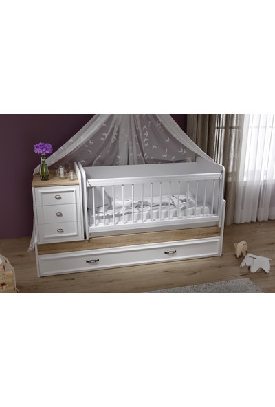 Baby Darling Lisa Büyüyen Beşik Meşe (Mdf) Asansörlü