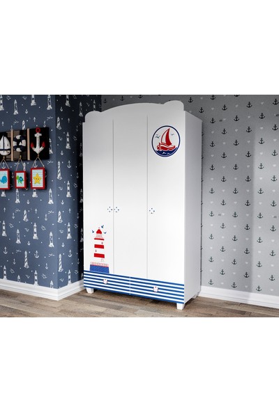 Baby Darling Aqua Marine 3 Kapaklı Dolap (Mdf)
